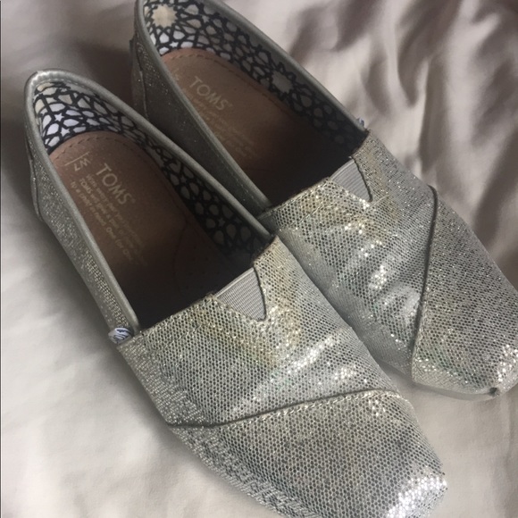 Toms | Shoes | Sparkly Silver Toms | Poshmark